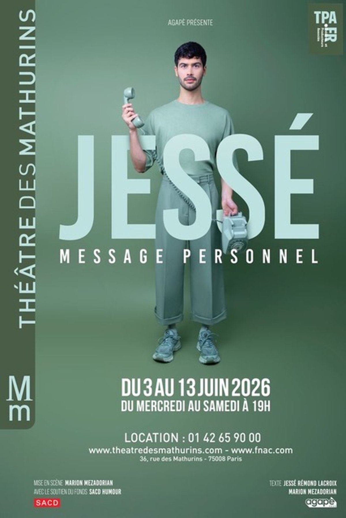 Spectacle Jessé, Message Personnel à Paris du 3 au 13/06/2026