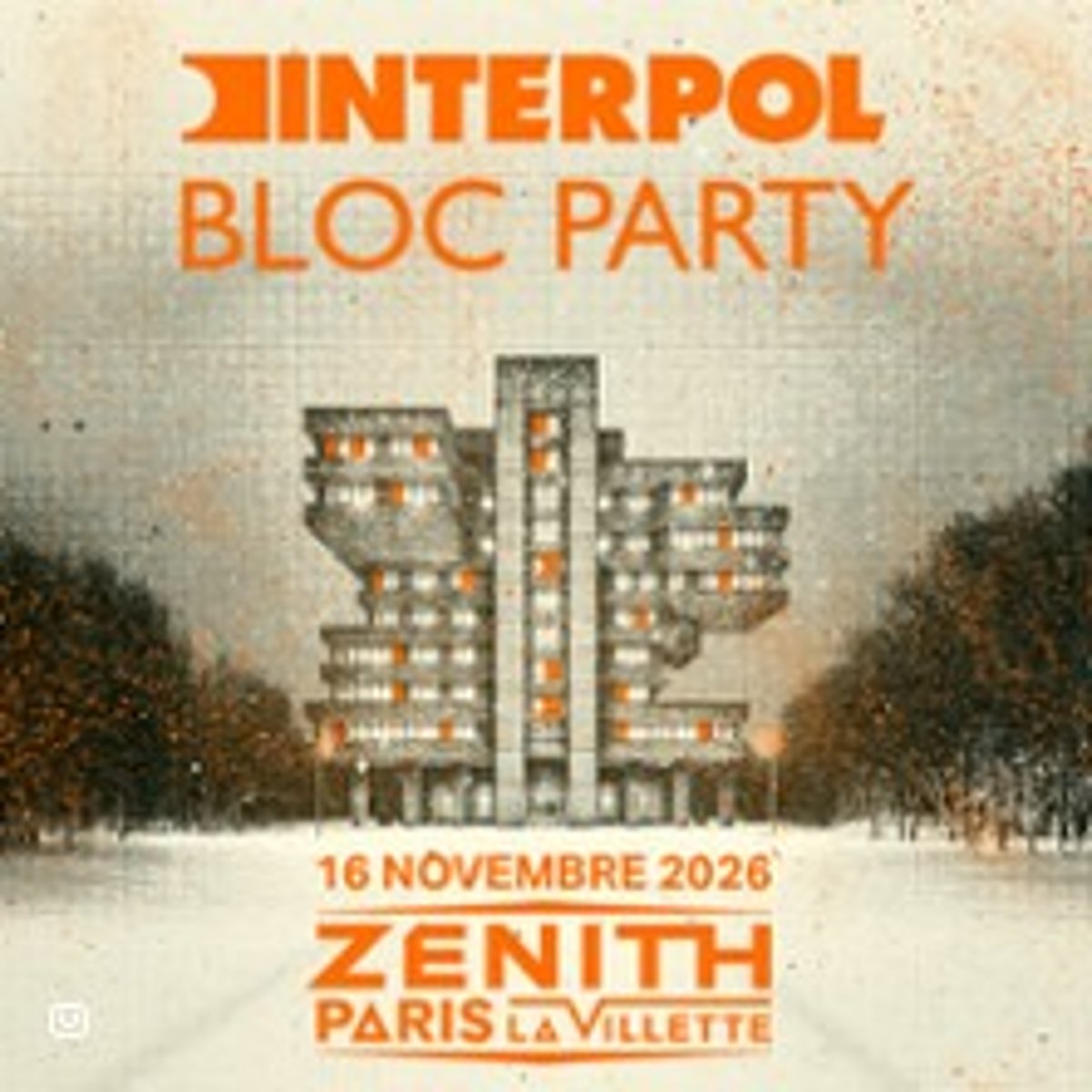 Concert Bloc Party + Interpol à Paris le 16/11/2026