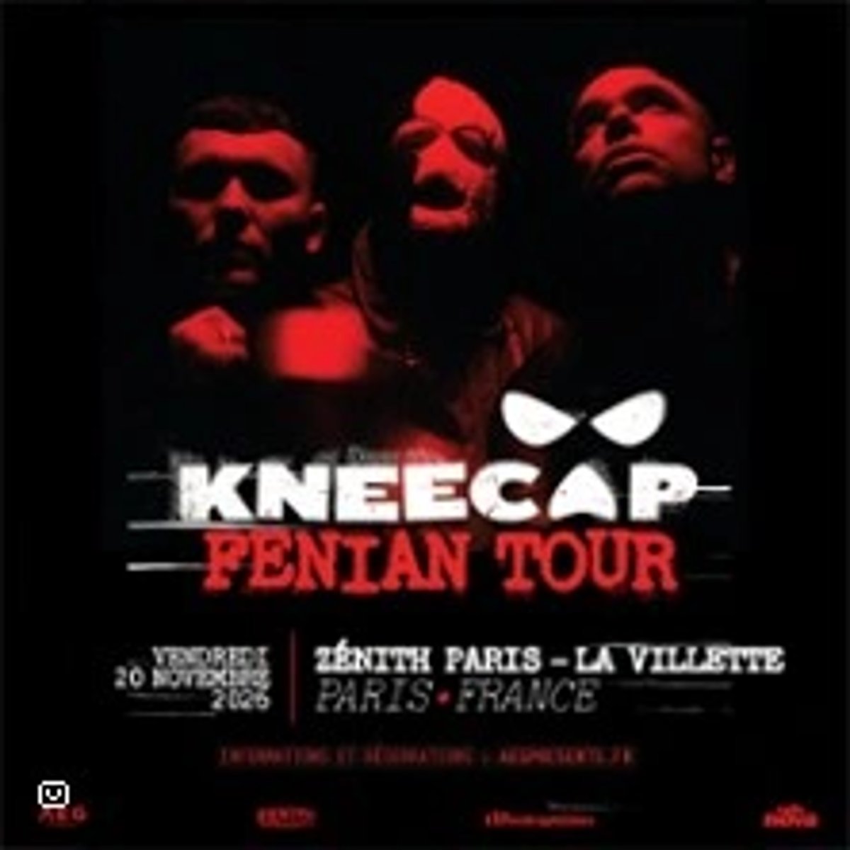 Concert Kneecap (FENIAN Tour) à Paris le 20/11/2026