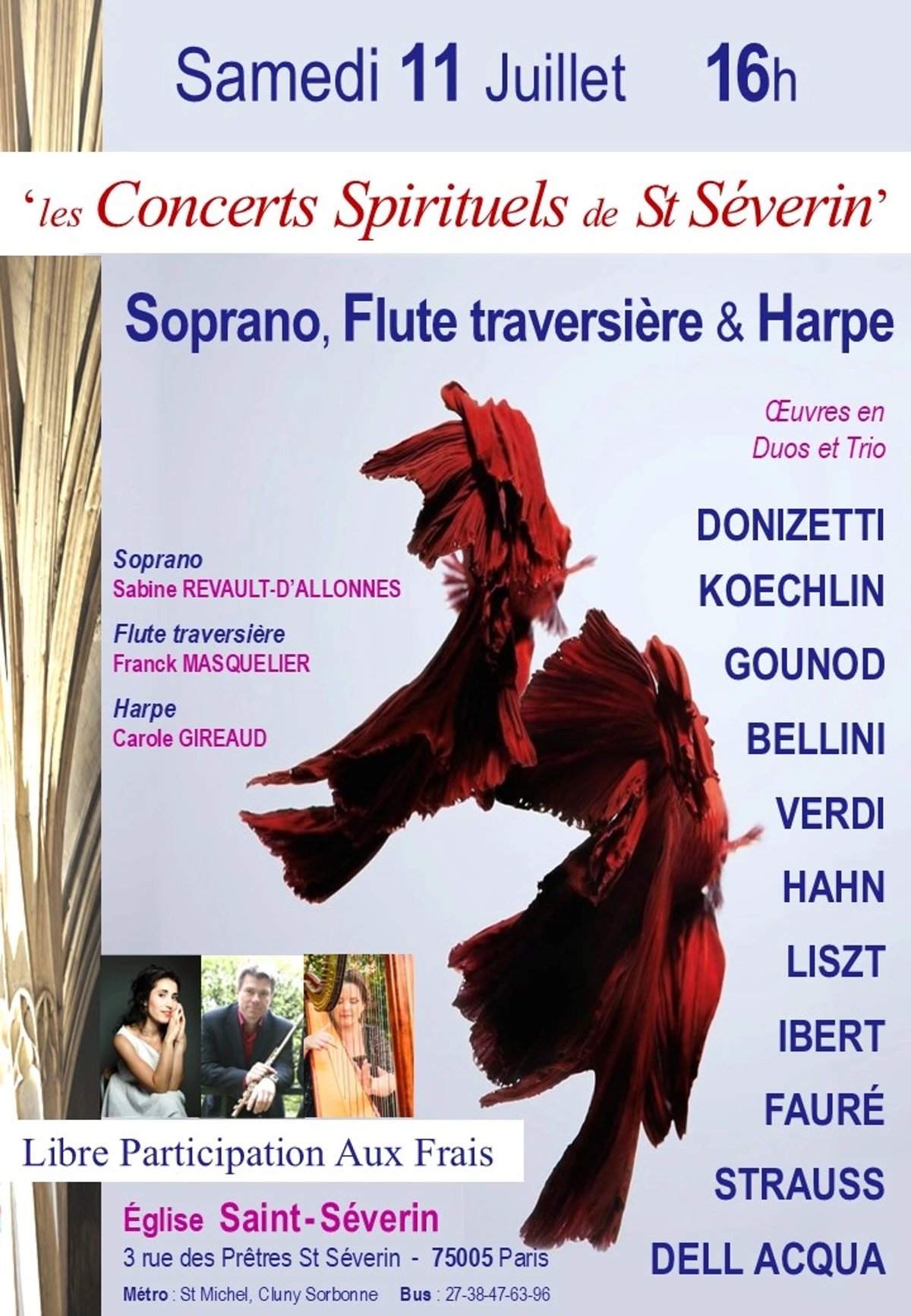 Récital Soprano, Flûte et Harpe à Paris — 11 juillet 2026